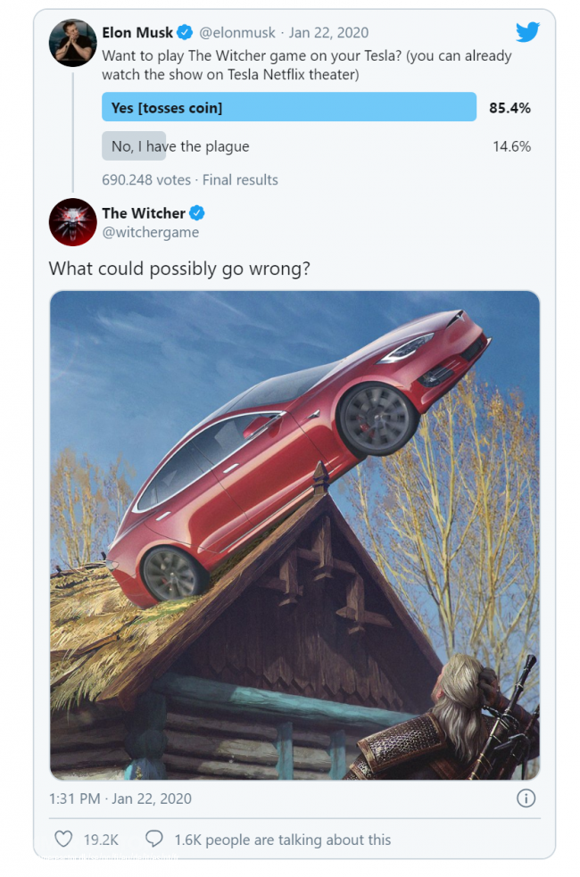 Elon Musk hinter om The Witcher-spill til Tesla Arcade - - Gamereactor